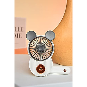 LACOVIA Cute Mickey Misting Mini Fan, Handheld Portable USB Rechargeable Fan with 3 Adjustable Speeds, Foldable Personal Fan For Travelling(White)