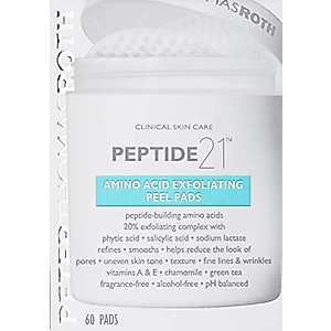 Peter Thomas Roth | Peptide 21 Amino Acid Exfoliating Peel Pads | Refines and Smooths, Helps Reduce the Look of Pores, Uneven Skin Tone, Texture, Fine Lines and Wrinkles white 60 Count