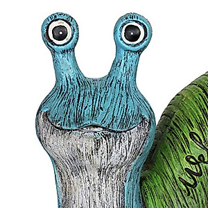 Exhart Colorful Snail Statue w/Welcome & Flower, Durable and Cute Resin Garden Décor, 10"x5.0"x8.5"