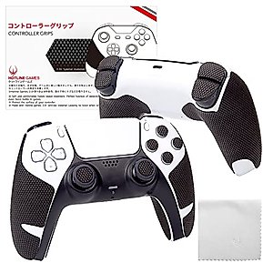HOTLINEGAMES Hotline Games Controller Grip for PS5 Controller Grips Tape Playstation 5 DualSense Controllers Skin (Handle Grips+Buttons+Triggers (20PCS), Black)