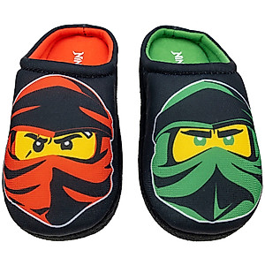 LEGO Ninjago Boys Pajama Set, Kai & Lloyd with Matching Cozeez Slippers, Black, Size 8