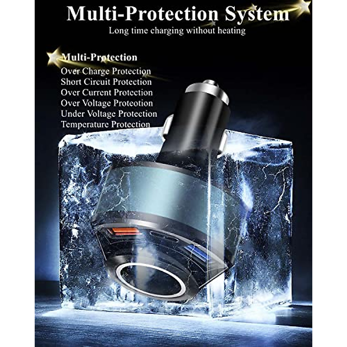 [4IN1&QC3.0] Cigarette Lighter Splitter Adapter, Car USB Charger Adapter Multi Port [with QC3.0/Type-C/3.1A], 12V-24V Car Adapter Compatible with iPhone 14/13/12/11/XS/XR/8/7,iPad,Samsung,Dash Cam etc