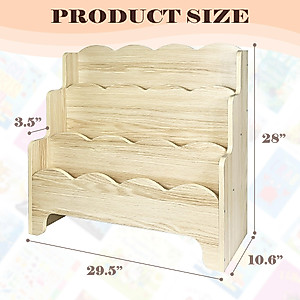 Royxen Montessori Bookshelf Scalloped Edges, Bookshelf for Kids 3-Tier, Kids Book Shelf for Kids Room, 29" W x 28" H (Burlywood, 29" W x 28" H)