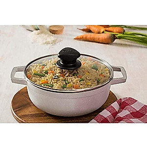 IMUSA USA Traditional Colombian Natural Caldero Glass Lid & Steam Vent 3-Piece (1.4/3.4/6.6) Quart, Silver (Dutch Oven Set)