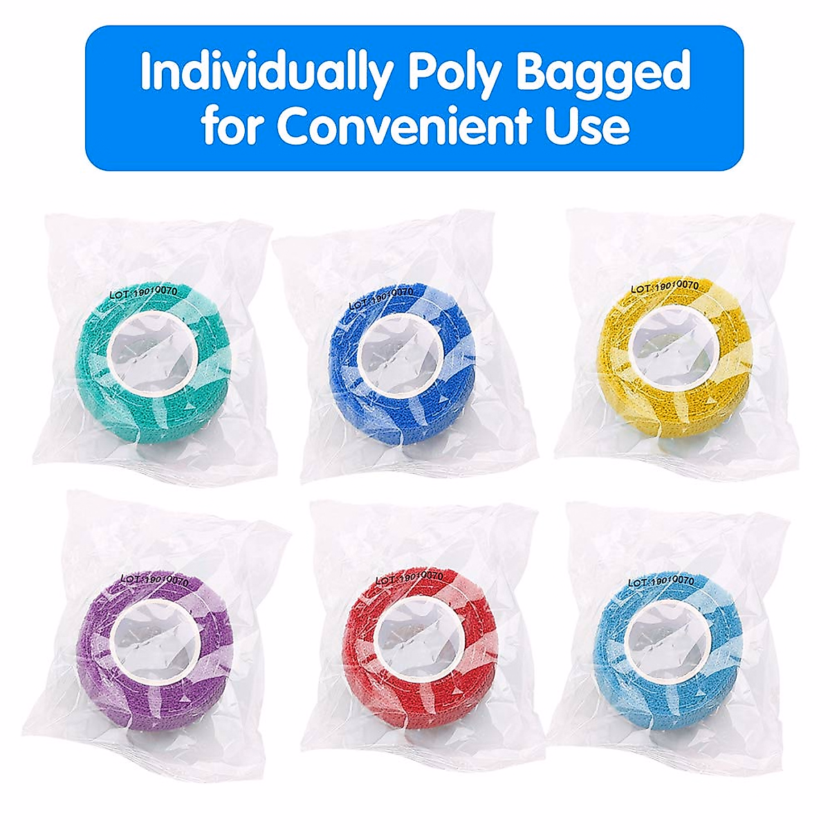 LotFancy Self Adhesive Bandage Wrap, 30 Pack 1 inch x 5 Yards Self Adherent Wrap, First Aid Athletic Tape, Cohesive Bandage, Sports Tape, Medical Supplies for Finger, Ankle, Wrist Sprains &Swelling