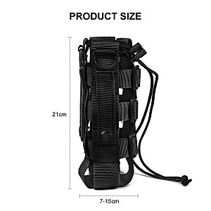 WICHEMI MOLLE Water Bottle Pouch Minimalist Adjustable Straps Tactical Water Bottle Holder Kettle Pouch Belt Bottle Carrier Bag for 17-84 Oz Water Bottle (Black)
