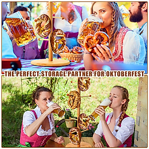 RimCereal 1 Pcs Bamboo Pretzel Stand Holder with Arms Sausage Stand Oktoberfest Coffee Mug Tree Pretzel Stand for Oktoberfest Party (50 x 19.5 x 19.5cm)