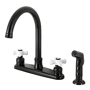 Kingston Brass FB7790PXSP Victorian 8-Inch Centerset Kitchen Faucet with Sprayer, Matte Black