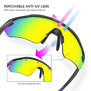 Sports Sunglasses Bike Cycling Sunglasses for Men Women with 5 Interchangeable Lens,Polarized Sunglasses with Anti-Uv400 for Driving Fishing Golf