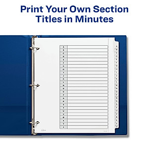 Avery Extra-Wide 26 Tab Dividers for 3 Ring Binders, Customizable Table of Contents, Multicolor Tabs, 1 Set (11166)