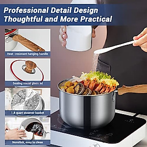 Kitchen Nonstick Saucepan Set,2 Quart and 3 Quart Sauce Pan Set with Glass Lid,Stainless Steel Pots Set Use for Home Kitchen or Restaurant, 3Quart Cooking Pots with 1.8 Quart Steamer Basket