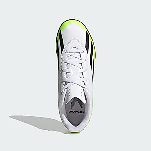 adidas X Crazyfast.4 Turf Sneaker, White/Core Black/Lucid Lemon, 4.5 US Unisex Big Kid