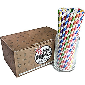 Roc Paper Straws Buffalo Sports Biodegradable Paper Straws 300 Count Unwrapped