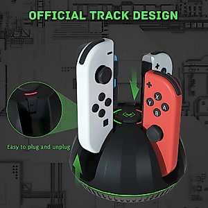 Switch Controller Charging Dock for Nintendo Switch Joycon,Switch Joycon Charger Compatible with Switch OLED Joy Con,4 in 1 Joycon Charging Dock with LED Indication and Charger Cable