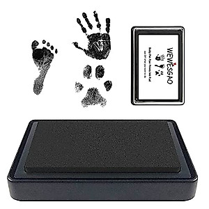WEWESGAO Ink Pads for Baby Footprints and Pet Paw Print kit,Non-Toxic and Acid-Free Ink, Easy to Wipe and Wash Off Skin, Smudge Proof,Baby Footprint Kit,Long Lasting Keepsakes(Black)