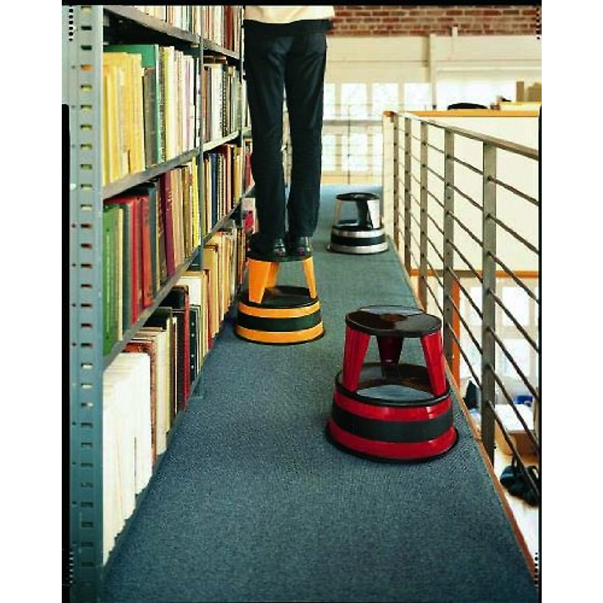 Cramer 100143 Kik-Step Steel Step Stool, 350 lb cap, 16" Diameter x 14 1/4" H, Red