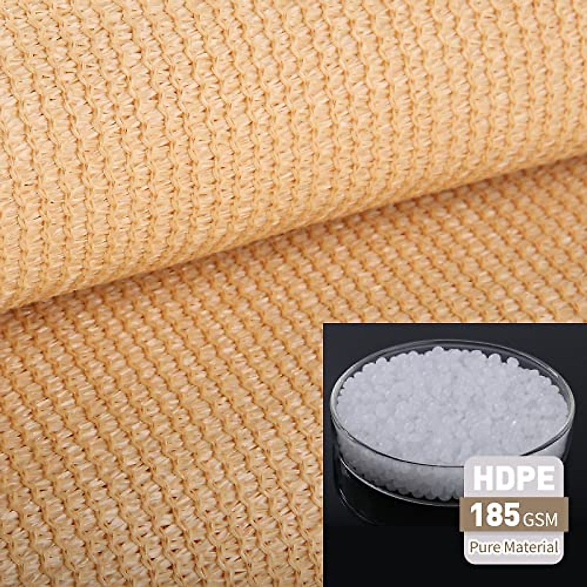 MontCampys Sun Shade Sail 7' x 10' Rectangle Permeable Canopy Shade Cloth UV Block Cover for Backyard Patio Garden Lawn Carport Outdoor Camping Event, Yellow/Sand