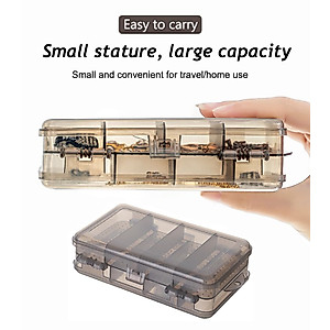 AKOAK 1 Pack Double Compartment Portable Jewelry Box Plastic Transparent Earrings Storage Box 10 Grid Mini Storage Box (Transparent black)