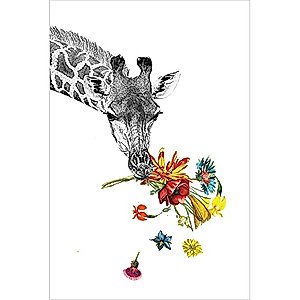 Tree-Free Greetings 12 Pack All Occasion Notecards,Eco Friendly,Made in USA,100% Recycled Paper, 4"x6",Checking in Giraffe (FS56865)