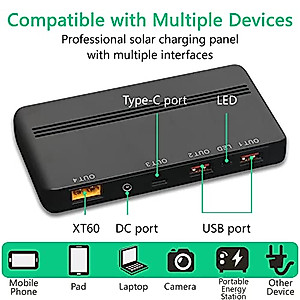 120W Portable Solar Panel 18V Monocrystalline Solar Charger, Foldable High-Efficiency PV Power Charger for Camping Travel RV, MC4/USB/Type-C