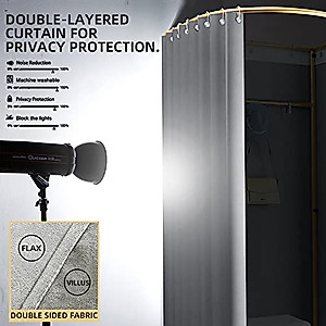 ARKANTOS Portable Changing Room Dressing Room with Shading Curtain Clothing Store Fitting Room Frame with Curtain and Hook, Changing Room for Clothing Store (Silver-Grey)