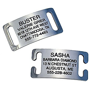 LuckyPet Slide-On Pet ID Tag: Large-fits 1 inch Collars, Open Ends - Personalized Dog and Cat Tags, Silent, Chew-Proof Stainless Steel Collar Tags, Custom Engraved