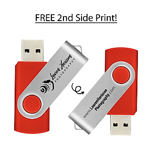 128MB Custom USB Flash Drives Personalized with Your Logo - for Promotional Use - Swivel - Red Body/Silver Clip - 50 Pack