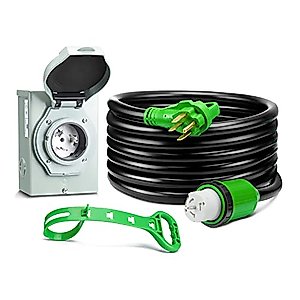 50 Amp Generator Cord 25FT and Waterproof Power Inlet Box Combo Kit, NEMA 14-50P to SS2-50R Generator Extension Cable with NEMA SS2-50P Generator Inlet, ETL Listed