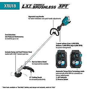 Makita XRU18Z 36V (18V X2) LXT® Brushless String Trimmer, Tool Only