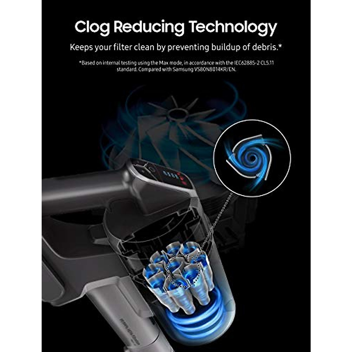 Samsung Jet 90 Cordless Stick Vacuum Long Lasting Battery and 200 Air Watt Suction Power, Complete with Telescopic Pipe, Titan Silver