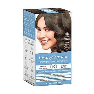 Tints of Nature 4C Medium Ash Brown Permanent Hair Dye, Nourishes Hair and Covers Greys, Ammonia-Free, 130ml