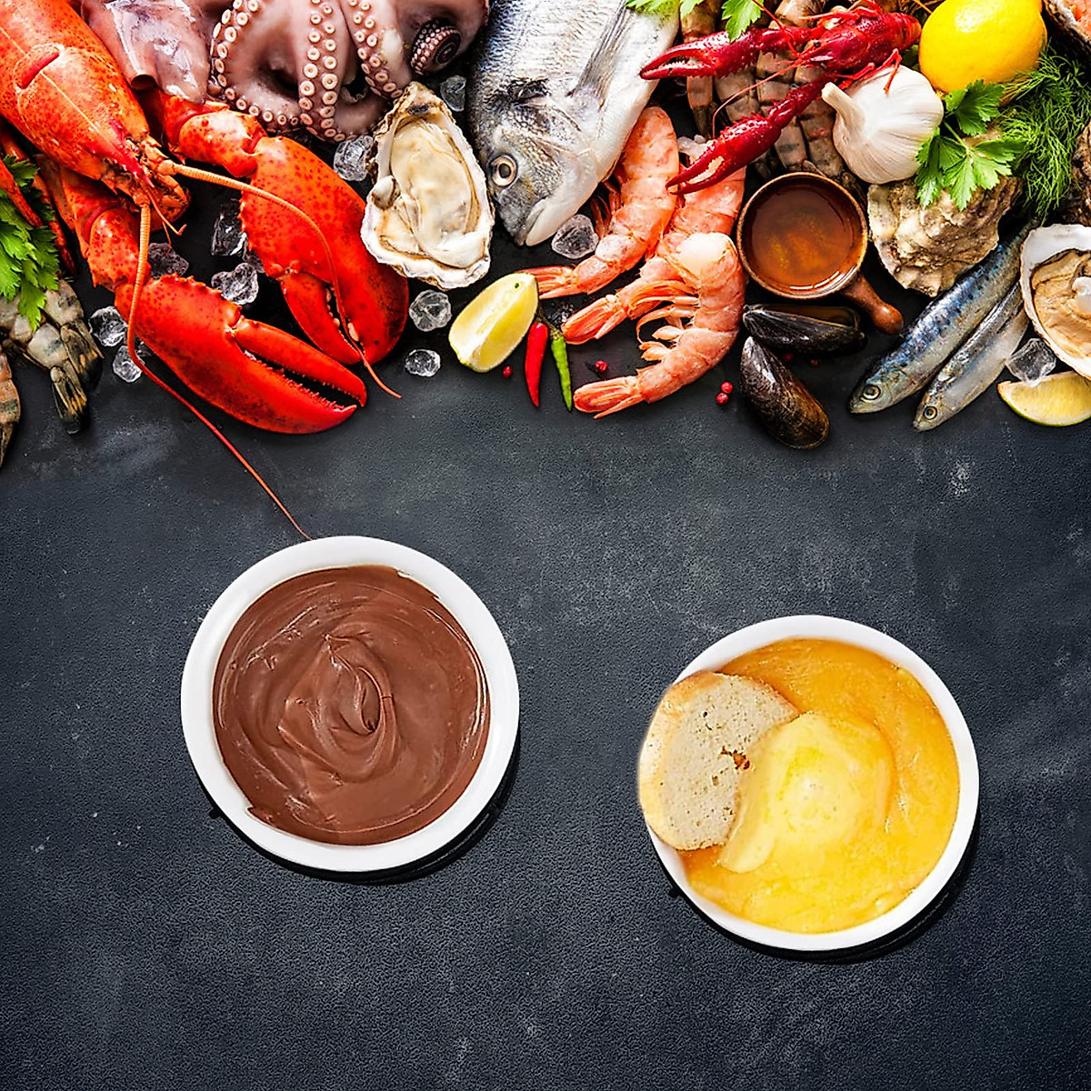 Luvan 4Pcs Fondue Pot Set for Chocolate Butter Cheese, 5oz Butter Warmer for Seafood with 20 Tealight, Ceramic Bowl Oven Microware Dishwasher Safe,Perfect for family dip Fruit,Dessert,Snack