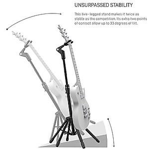 STARFISH: World’s Most Stable Professional GUITAR STAND, D&A Guitar Gear – 5 Leg design for acoustic bass electric guitar portable universal adjustable holder with non-slip rubber padding