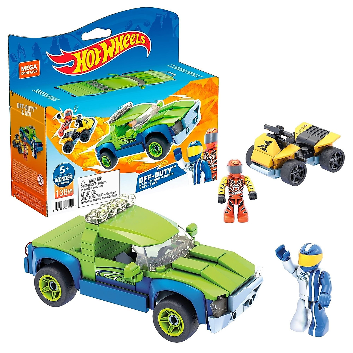 Hot Wheels Mega Construx Off-Duty and ATV Construction Set, Building Toys for Kids 5 Years and Up