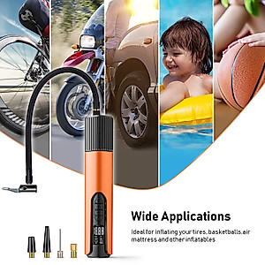 AirXwills Electric Bike Pump - 150 Psi Tire Inflator Portable Air Compressor Inflater, Air Pump with Digital Pressure Gauge 2000mAh Battery LED Light, for Car Bicycle Tires.