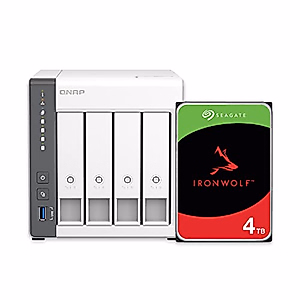 QNAP 4 Bay NAS with 12TB Storage Capacity, Preconfigured RAID 5 Seagate IronWolf Drives Bundle, 2.5GbE Ports (TS-433-4G-44S-US)