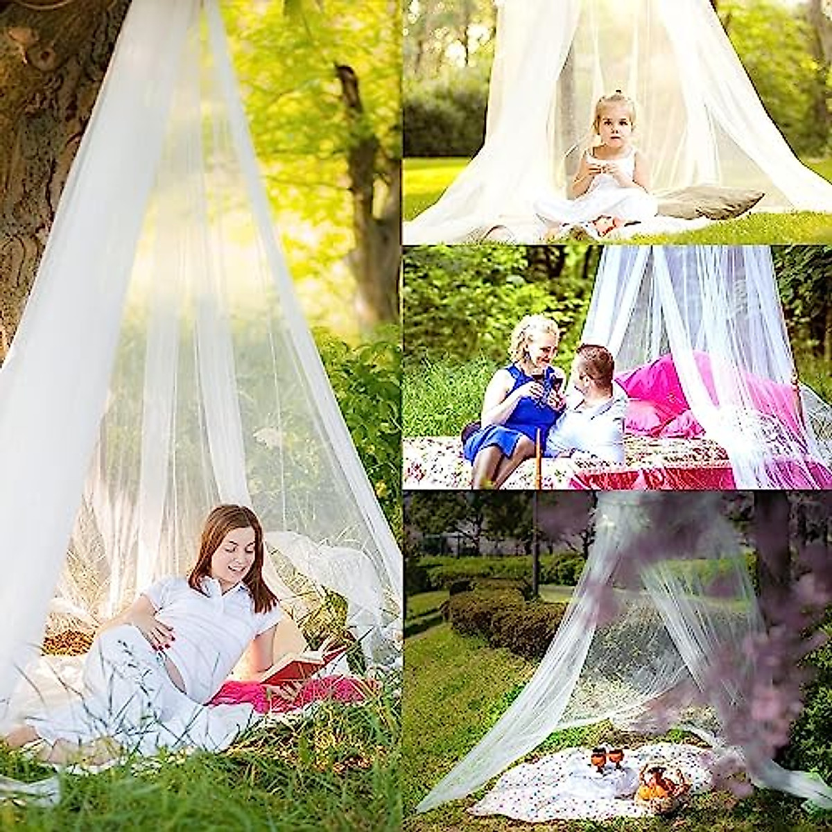 Zufio Mosquito Net for Bed, Extra-Long Bed Canopy for Girls 12.5M Coverage Mosquito Bed Net Essential Summer Netting Cover for Home Outdoor& Trip (A-White Dome)