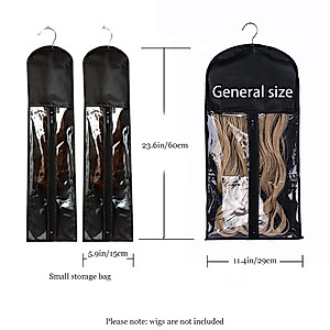 2-piece Hair Extensions Hanger with Storage Bag, wig bag dust-proof finisher suitable for professional hair extension storage bag, dust-proof trunk storage bag