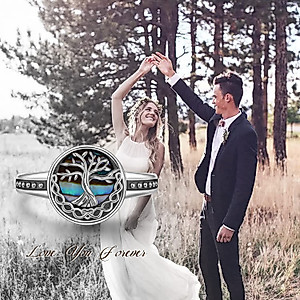 Tree of Life Urn Ring for Ashes 925 Sterling Silver Celtic Knot Memorial Keepsake Jewelry Always in My Heart Abalone Shell Cremation Ring for Women Men Size 7