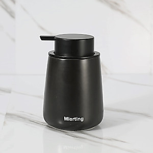 Mierting Foaming Soap Dispenser, 2 Pack Black Foam Hand Soap Dispenser for Bathroom & Kitchen, 12 Oz Modern Ceramic Hand and Dish Foaming Pump Bottle, Refillable Lotion Liquid Foam Pump Dispensers