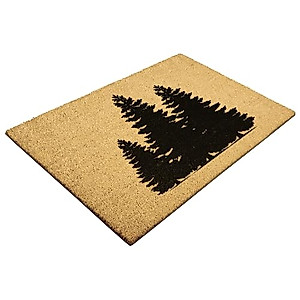 Three Pine Tree Coir Doormat - Winter Welcome/Outdoor Lover Welcome Mat/Pines/Mountain/Christmas Time/Simple Decorations/Elegant
