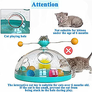 4 in 1 Cat Toy Indoor for Cats Interactive Best Kitten Puzzle Toys Seller Kitty Treasure Chest Puzzles Smart stimulating Mental Stimulation Brain Games Track Balls Teaser Catnip Ball with Feather