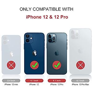 Defencase for iPhone 12/12 Pro Case, RFID Blocking for iPhone 12 Wallet Case for Women with Card Holder, Zipper Magnetic Flip PU Leather Strap Protective Cover for iPhone 12/Pro Phone Case, Blue Green