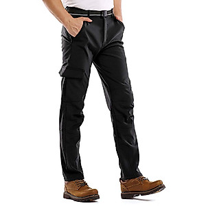 Jessie Kidden Mens Waterproof Hiking Pants, Outdoor Snow Ski Fishing Fleece Lined Insulated Soft Shell Winter Pants (6068 Grey 30)