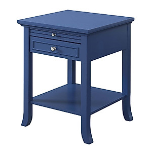 Convenience Concepts American Heritage Logan 1 Drawer End Table with Pull-Out Shelf, Cobalt Blue