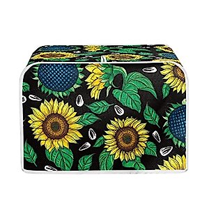 chaqlin Sunflower Print Toaster Cover 2 Slice Stain Resistant Bread Oven Cover Asethetic Toaster Dust Protection Accessories