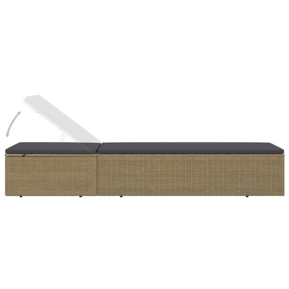 vidaXL Outdoor Sunlounger - Brown and Dark Gray Poly Rattan Sunbed - Robust and Weather-Resistant, Perfect for Patio, Poolside or Garden - Includes Removable and Washable Cushion