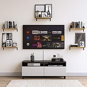 Wallniture Palma Floating Shelves for Wall, Rustic Wood Wall Shelves for Bedroom Storage, Natural Burned Small Bookshelf Set of 5