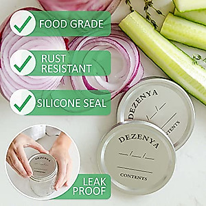 WIDE Mouth Canning Lids, 100 Count - Sturdy Metal Lids with Strong Silicone Seals That are Perfect for Meal Preservation & Food Storage - Fit for Wide Mouth Mason Jars - Canning Supplies by Dezenyaa