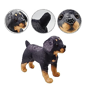 YONLIT Lifelike Rottweiler Dog Stuffed Animal Simulated Plush Puppy Toy Doll Super Realistic Black Dogs Act Like Real Excellent Gifts for Kids Birthday Party Dog Collection 12 Inches